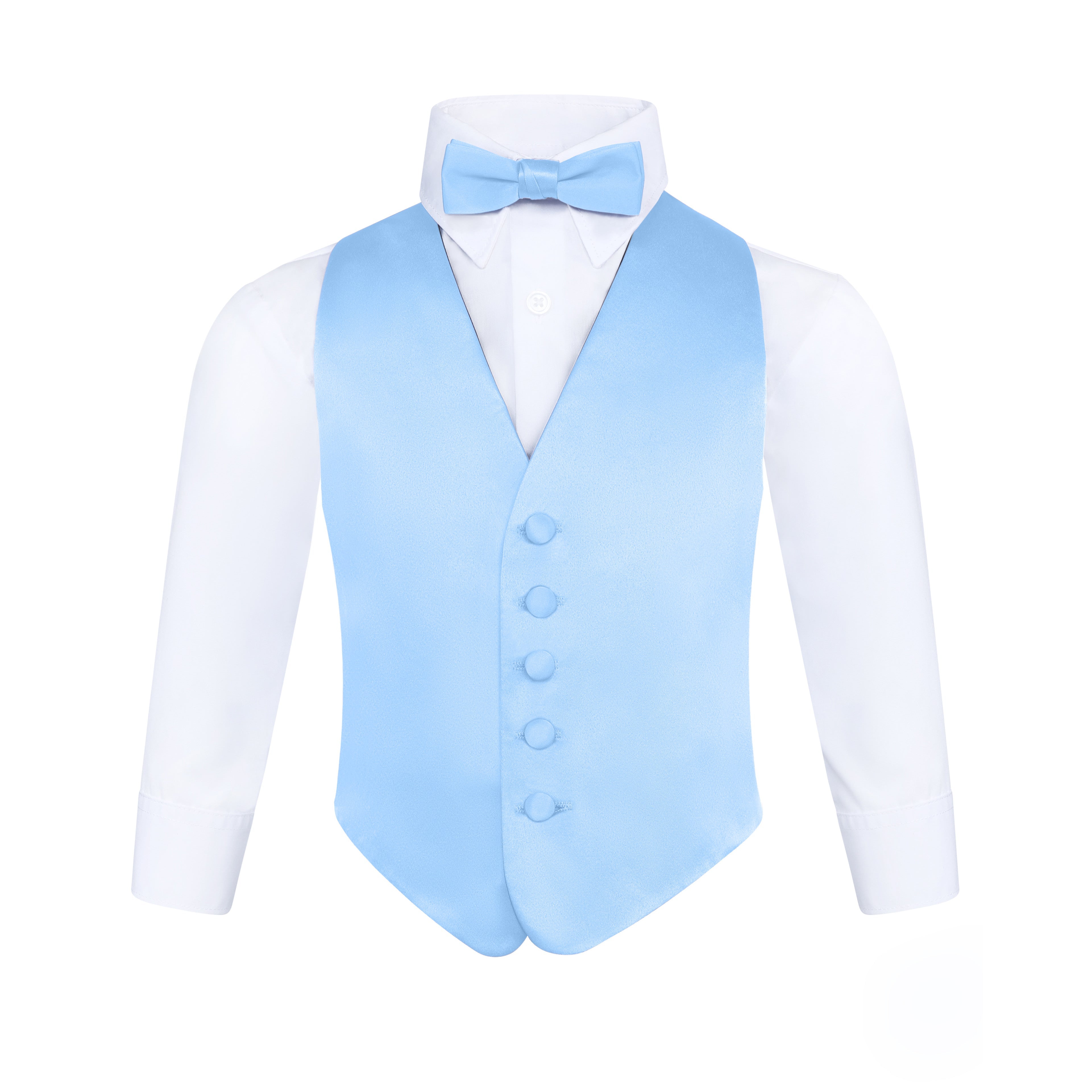 Boys 3 Piece Backless Formal Vest Set - Includes Vest, Bow Tie, Pocket ...